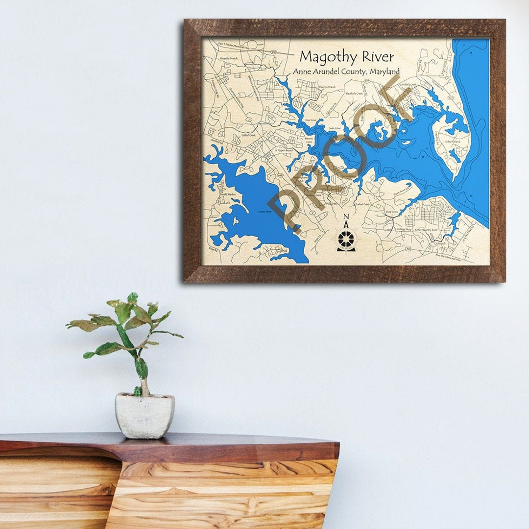 Magothy River Chesapeake Bay 3D Map Custom Nautical Wood Map, Cabin ...