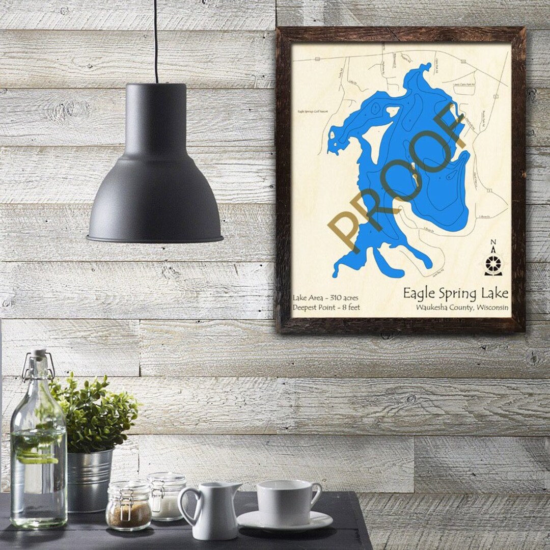 Eagle Spring Lake, WI 3D Wood Map | Cabin Decor - Lake House Décor ...