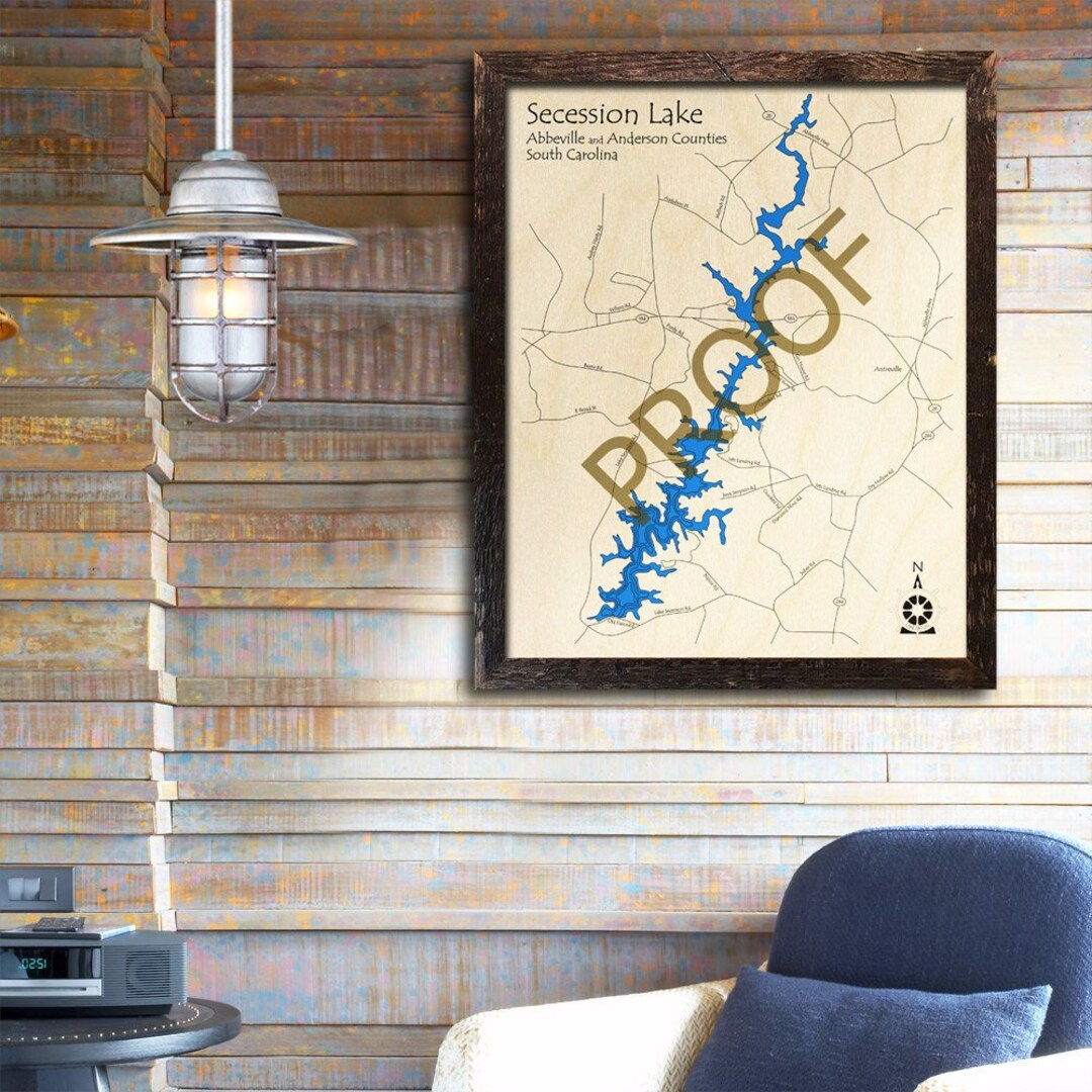 Secession Lake, SC 3D Wood Map | Custom Cabin Decor - Lake House Décor ...