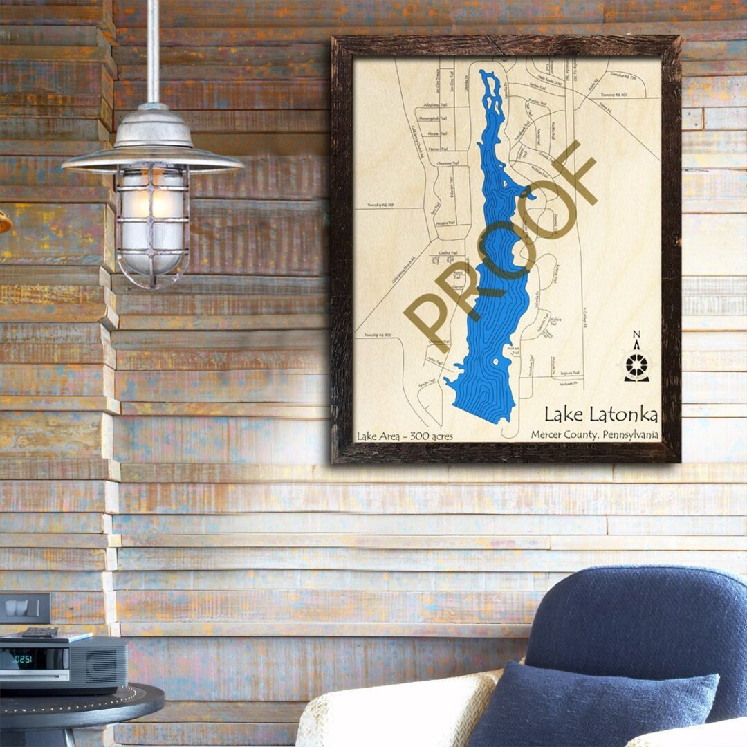 Lake Latonka, PA 3D Wood Map | Custom Cabin Decor - Lake House Décor ...