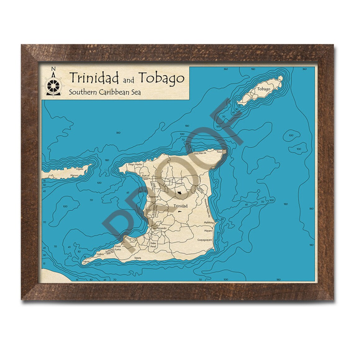 Trinidad and Tobago 3D Wood Map | South Caribbean Sea, Trinida Map ...