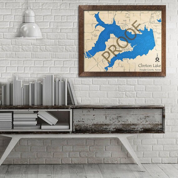 Clinton Lake Kansas 3D Wood Map Custom Nautical Map Cabin | Etsy