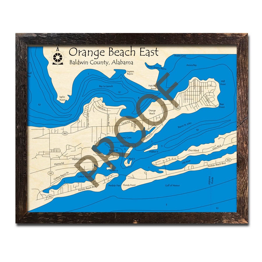 Orange Beach East Alabama 3D Laser-cut Map Topographic Map | Etsy