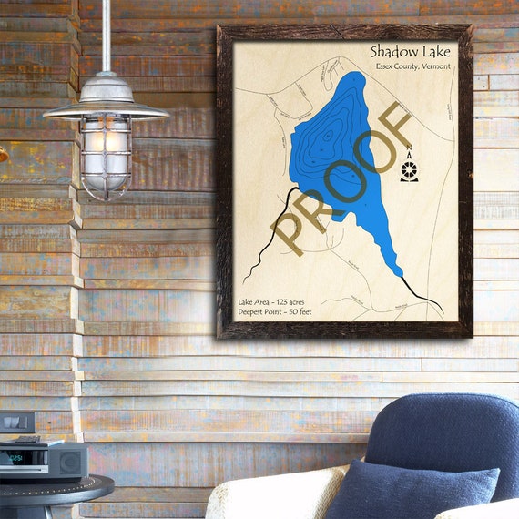 Shadow Lake VT 3D Wood Map Custom Cabin Decor Lake House - Etsy