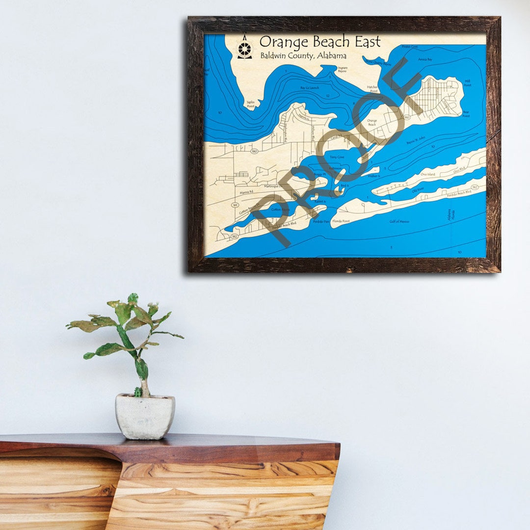 Orange Beach East, Alabama 3D Laser-cut Map | Topographic Map ...