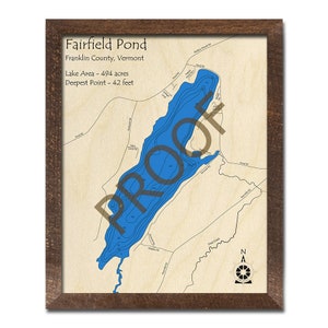Fairfield Pond, VT 3D Wood Map | Custom Nautical Chart, Cabin Decor ...