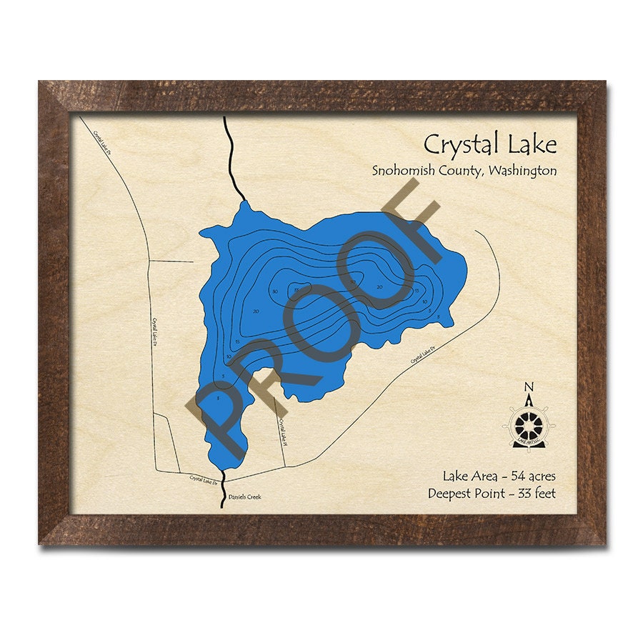 Crystal Lake WA 3D Wood Map 3D Depth Map Cabin Decor Lake | Etsy