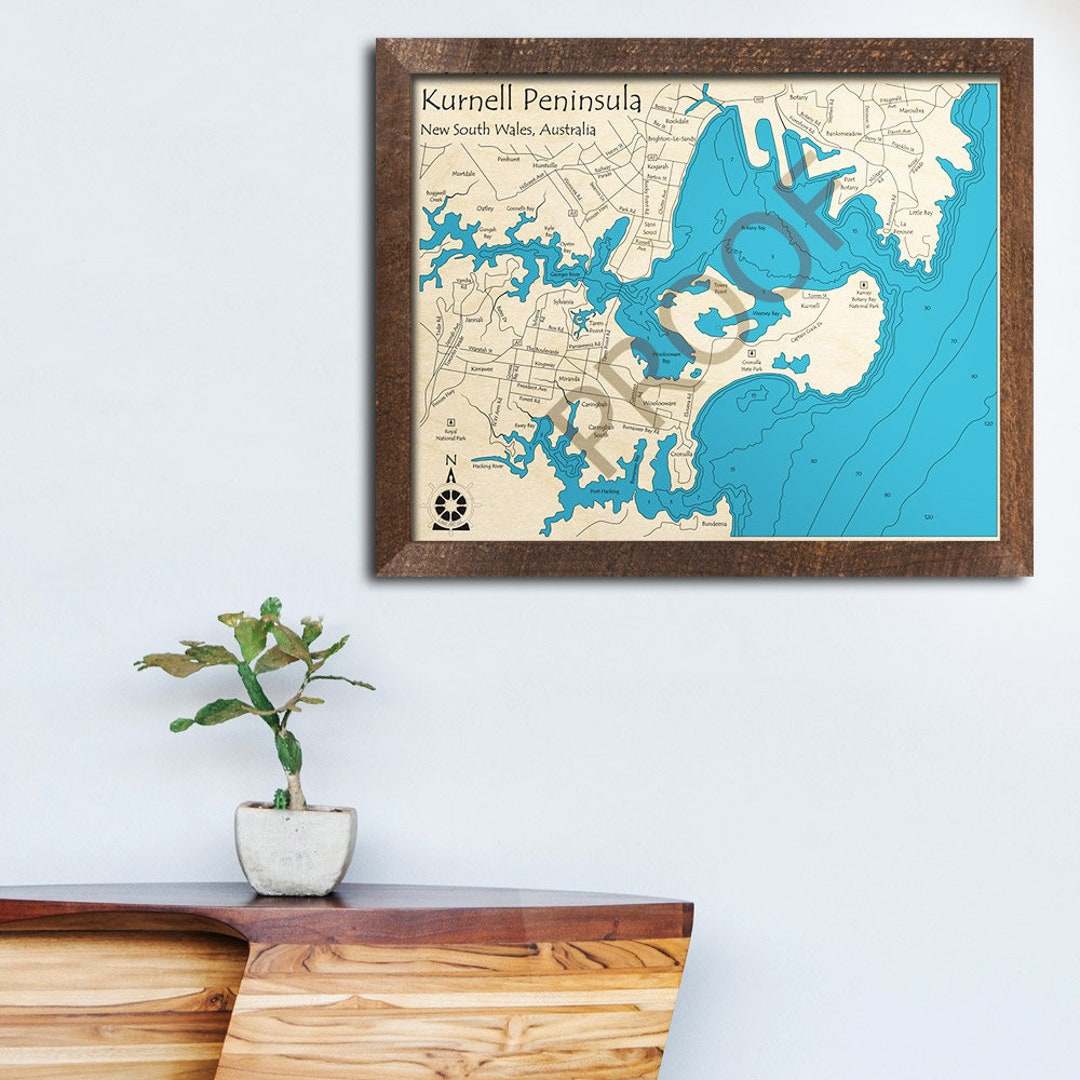 Kurnell Peninsula 3D Wood Map | New South Wales Australia Nautical ...