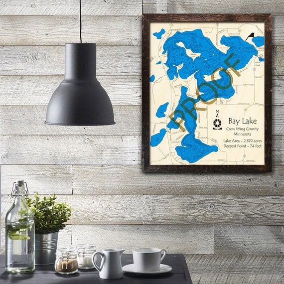 Bay Lake Minnesota 3D Wood Map Cabin Decor Lake House - Etsy