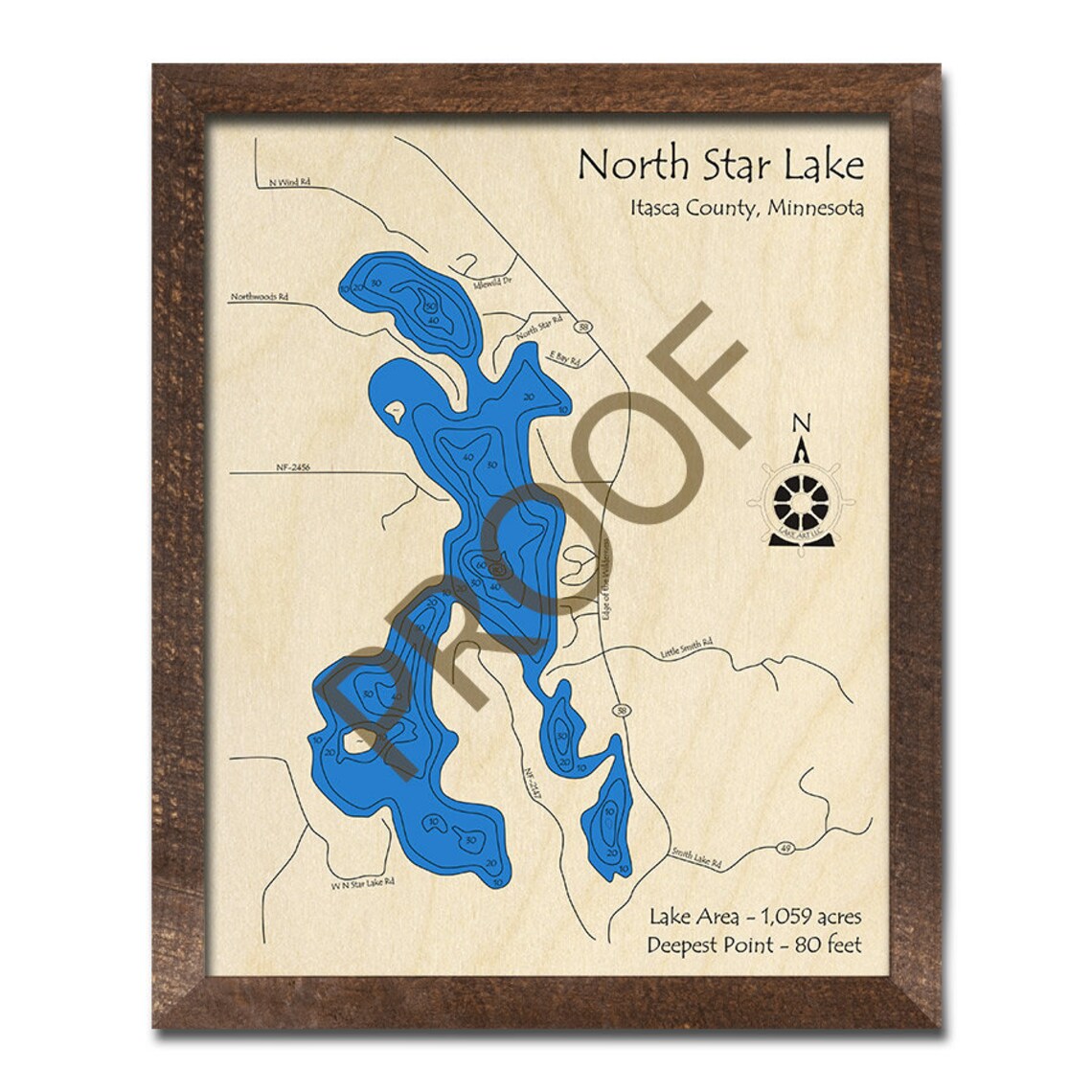 North Star Lake MN 3D Wood Map Custom Nautical Map Cabin - Etsy Singapore