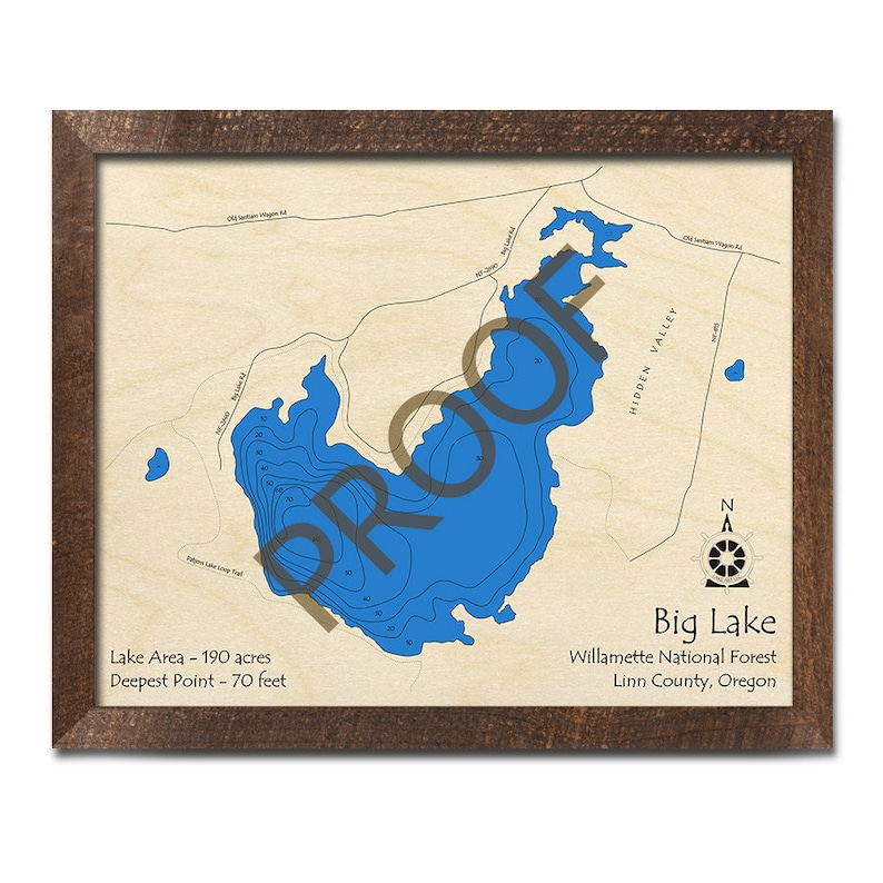 Big Lake, OR 3D Wood Map | 3D Depth Map, Cabin Decor, Lake House Decor ...
