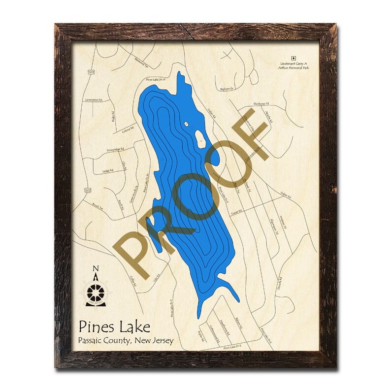 Pines Lake New Jersey 3D Wood Map Custom Cabin Decor - Etsy