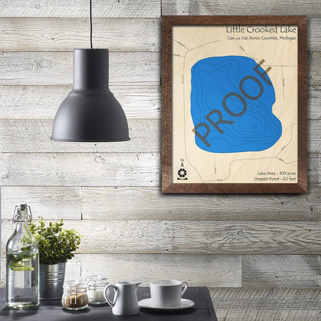 Little Crooked Lake, MI 3D Wood Map Custom Nautical Map, Cabin Decor ...