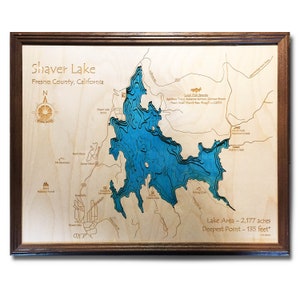 Shaver Lake California 3D Wood Map Depth Map of Shaver Lake Unique Gift ...