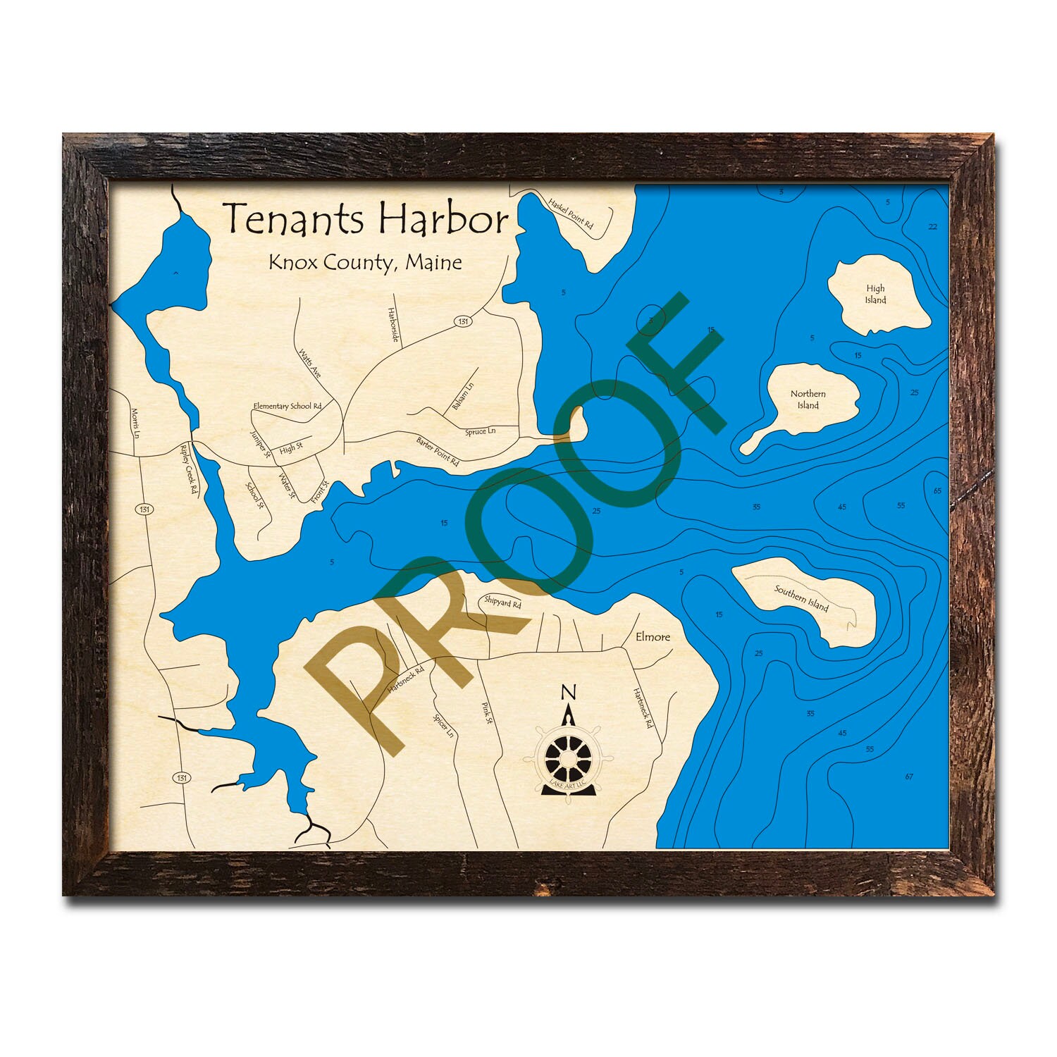 Tenants Harbor, Maine 3D Wood Map | Cabin Decor - Lake House Décor ...
