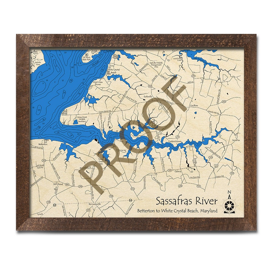 Sassafras River Chesapeake Bay MD 3D Map Custom Wood Map - Etsy.de