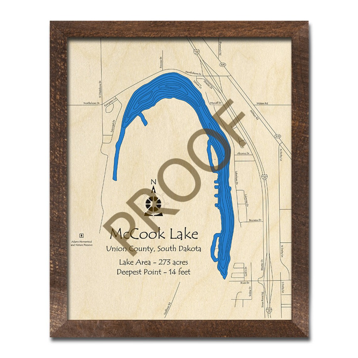 Mccook Lake, SD 3D Wood Map | 3D Depth Map, Cabin Decor, Lake House ...