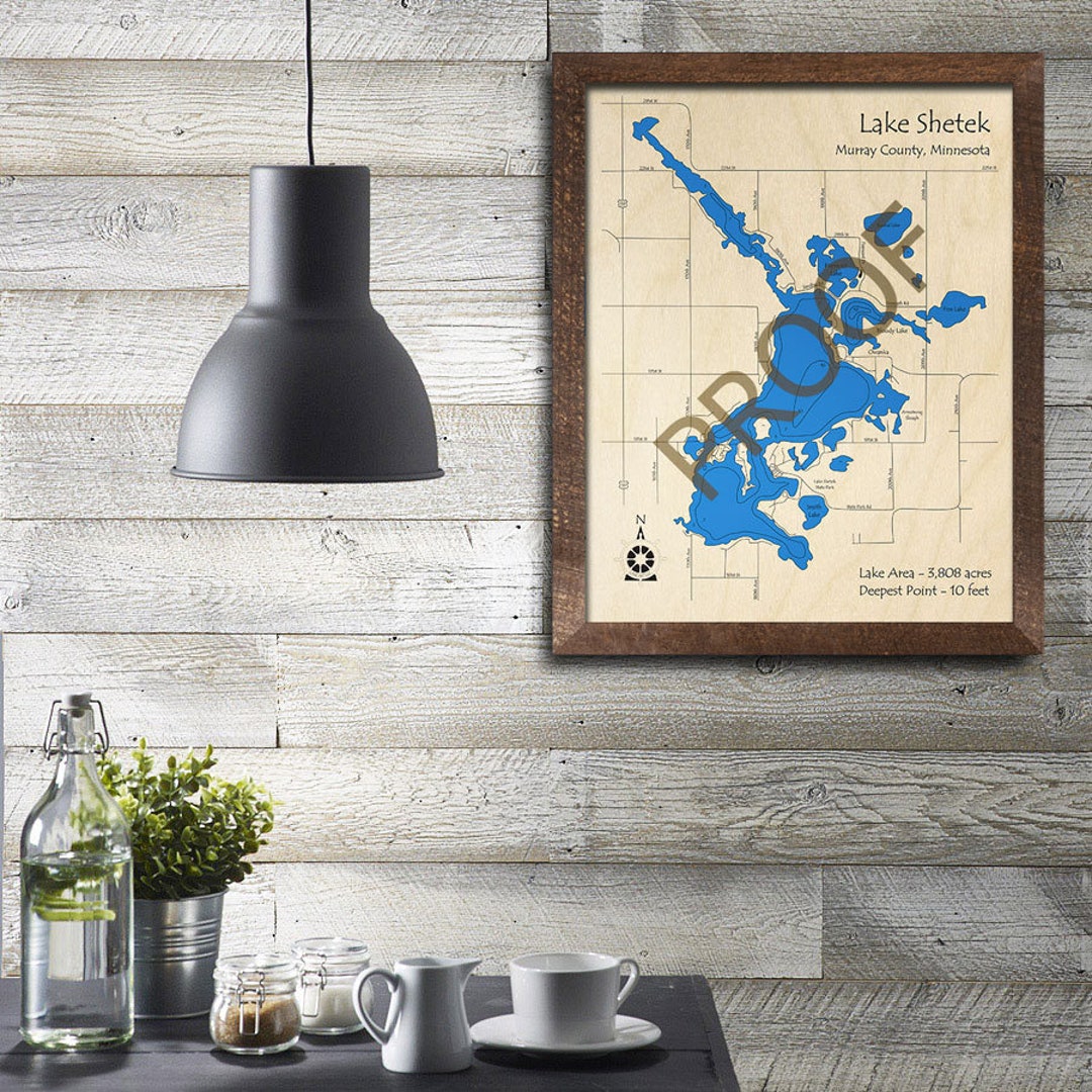Lake Shetek, MN 3D Wood Map | Custom Nautical Map, Cabin Decor, Lake ...