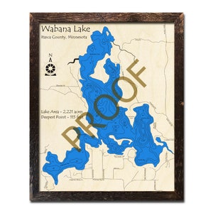 Wabana Lake, Minnesota 3D Wood Map | Custom Cabin Decor - Lake House ...