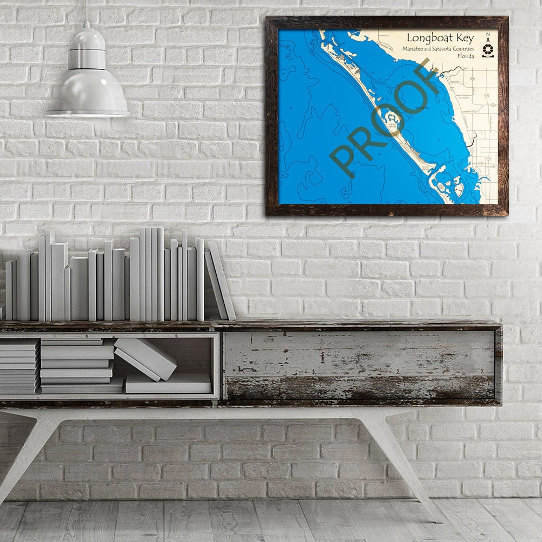Longboat Key, Florida 3D Laser-cut Map | Topographic Map | Nautical ...