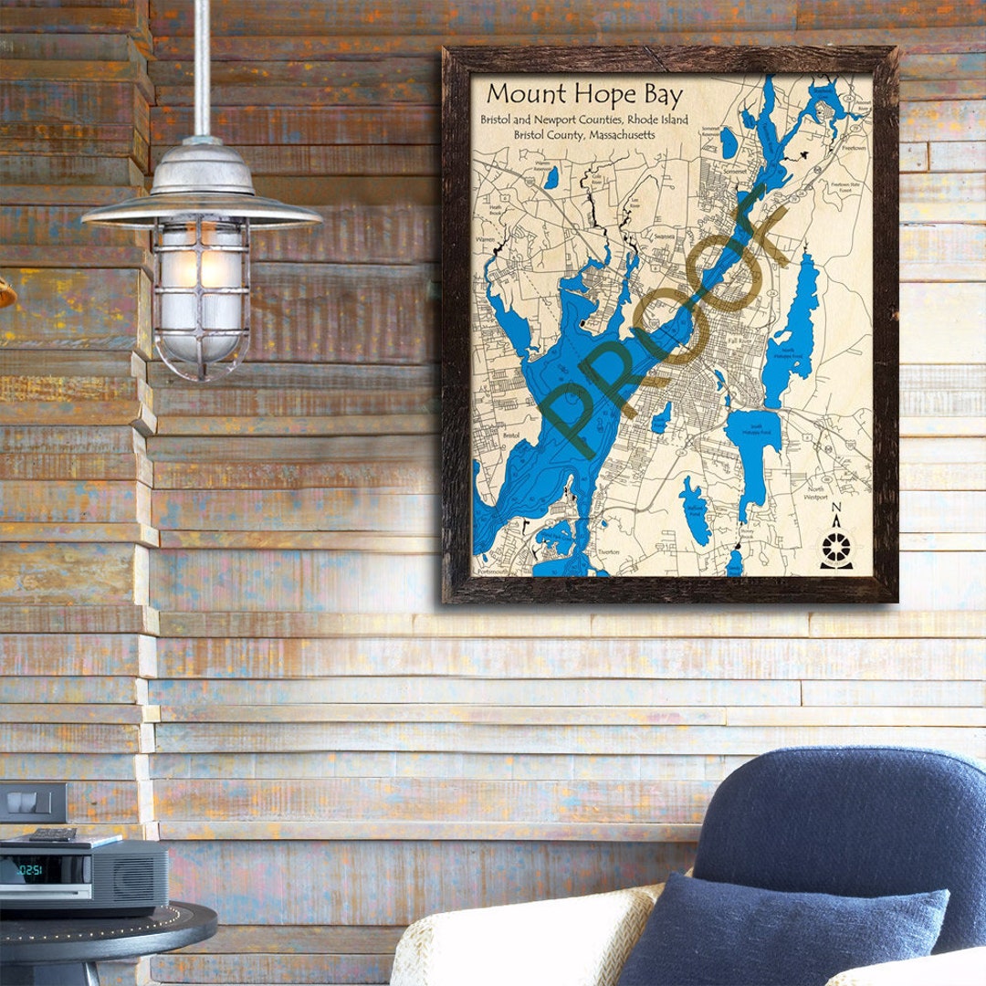 Mount Hope Bay - Narragansett Bay, RI/MA 3D Wood Map | Beach House ...