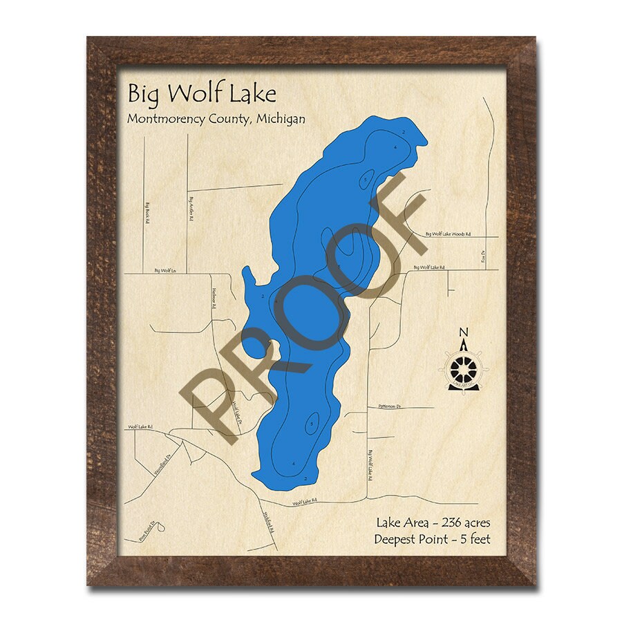 Big Wolf Lake MI 3D Wood Map Custom Nautical Map Cabin | Etsy