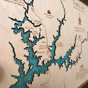 Lake Shasta 3D Wood Topo Map | Nautical Wood Chart of Shasta Lake ...