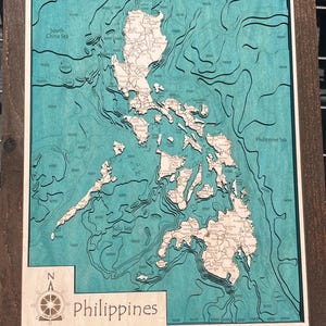 Philippines 3D Wood Map Custom Nautical Wall Art, Personalized Wooden ...
