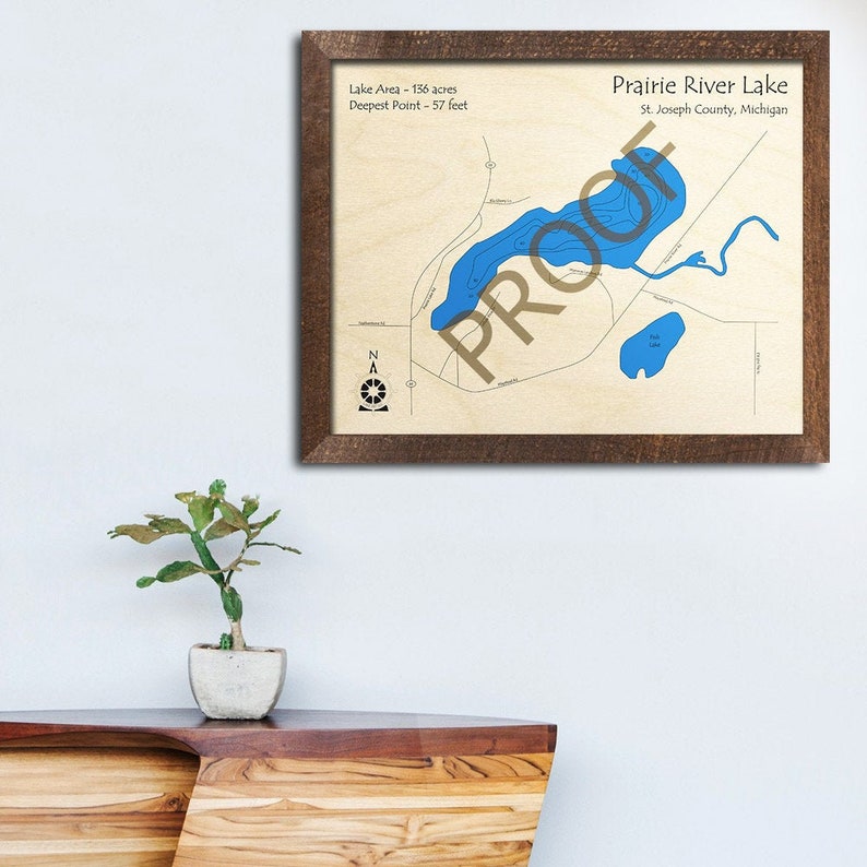 Prairie River Lake MI 3D Wood Carved Map Custom Nautical - Etsy