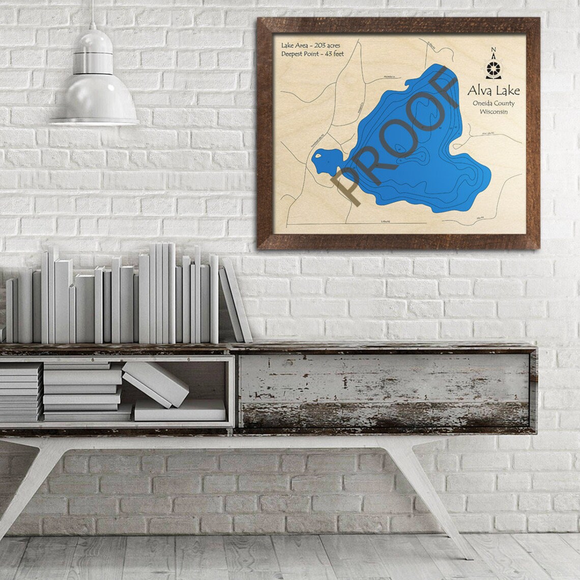 Alva Lake WI 3D Wood Carved Map Custom Nautical Wall Art | Etsy