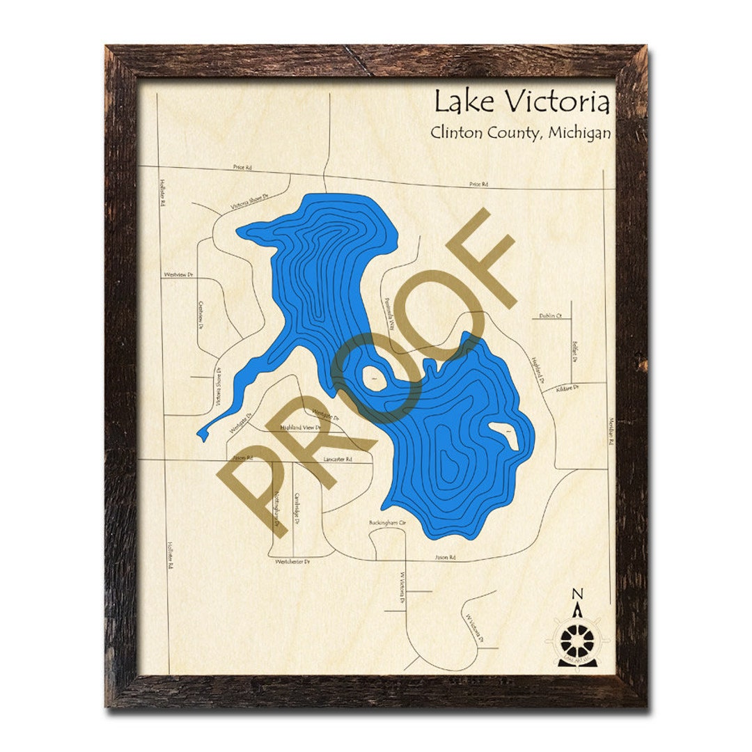 Lake Victoria, MI 3D Wood Map | Custom Cabin Decor - Lake House Décor ...