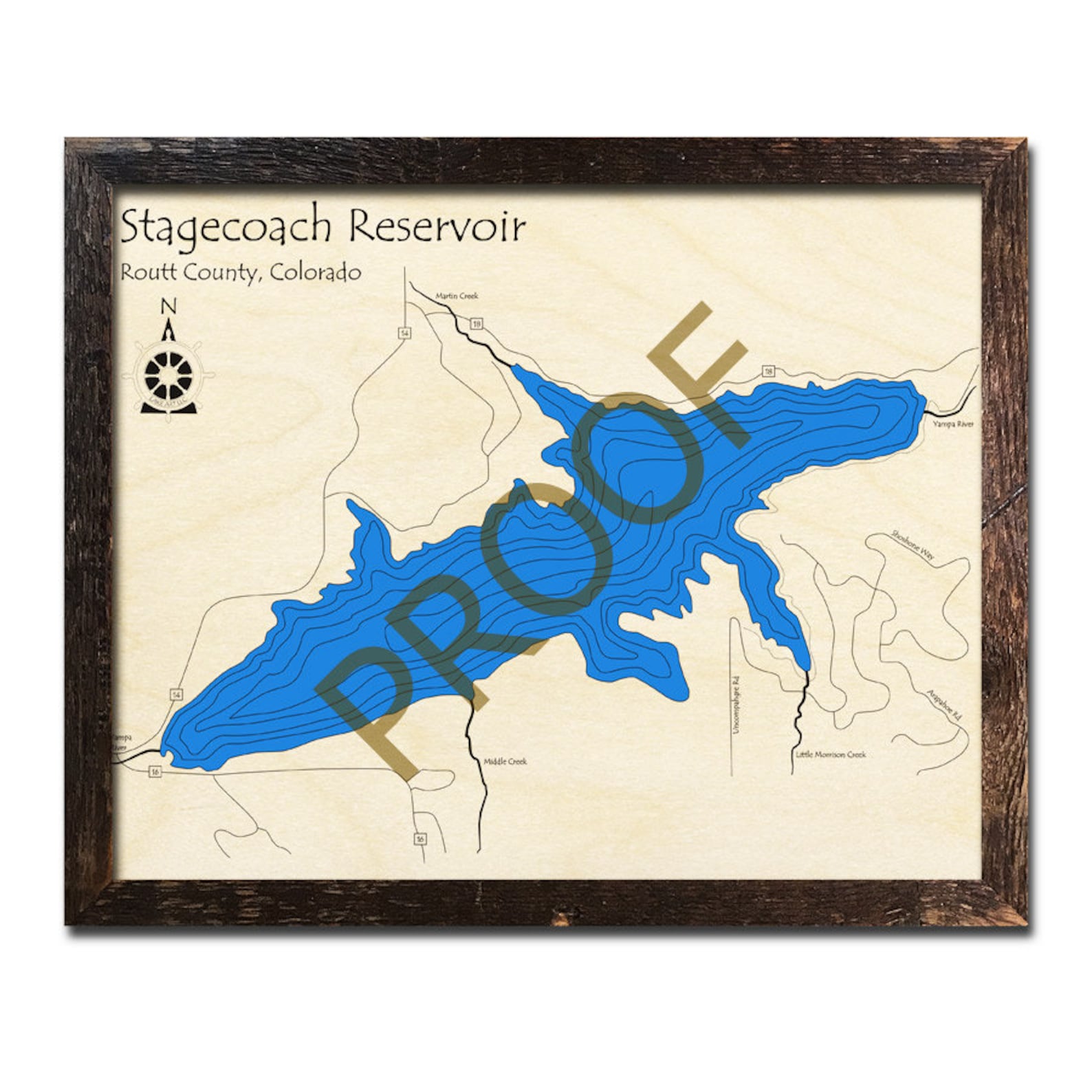 Stagecoach Reservoir CO 3D Wood Map Custom Cabin Decor - Etsy