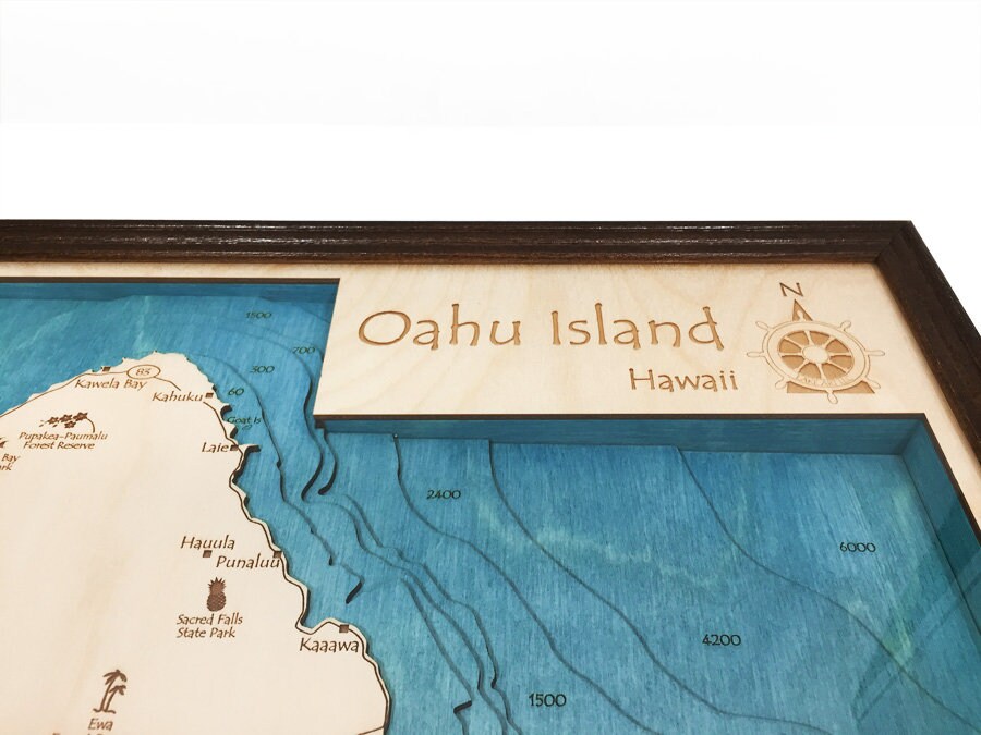 Oahu Hawaii 3D Laser-cut Wood Map Hawaii Gift Hawaii Decor | Etsy