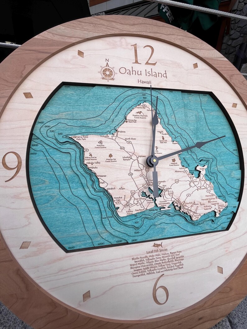 3D Nautical Clocks | Layered Wooden Maps - Custom Nautical Clocks ...