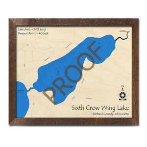 Sixth Crow Wing Lake, MN 3D Wood Map | Custom Nautical Map, Cabin Decor ...