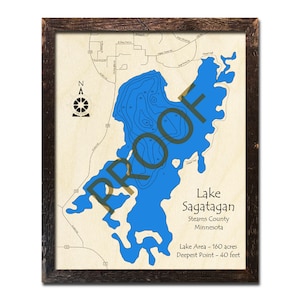 Sagatagan Lake, Minnesota 3D Wood Map | Cabin Decor - Lake House Décor ...