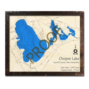 Ossipee Lake, New Hampshire 3D Laser-cut Map | Topographic Map ...
