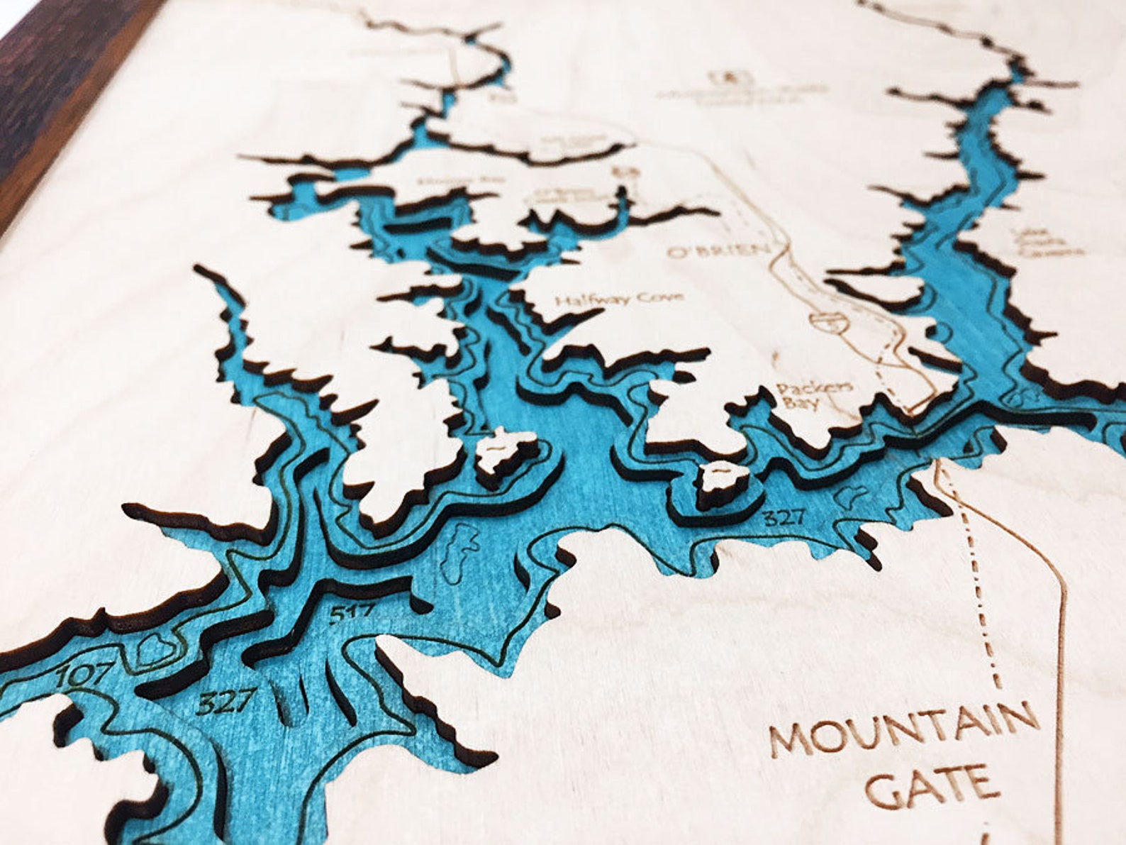 Shasta Lake CA 3D Nautical Wood Map Laser-etched Carved Wooden Map of ...