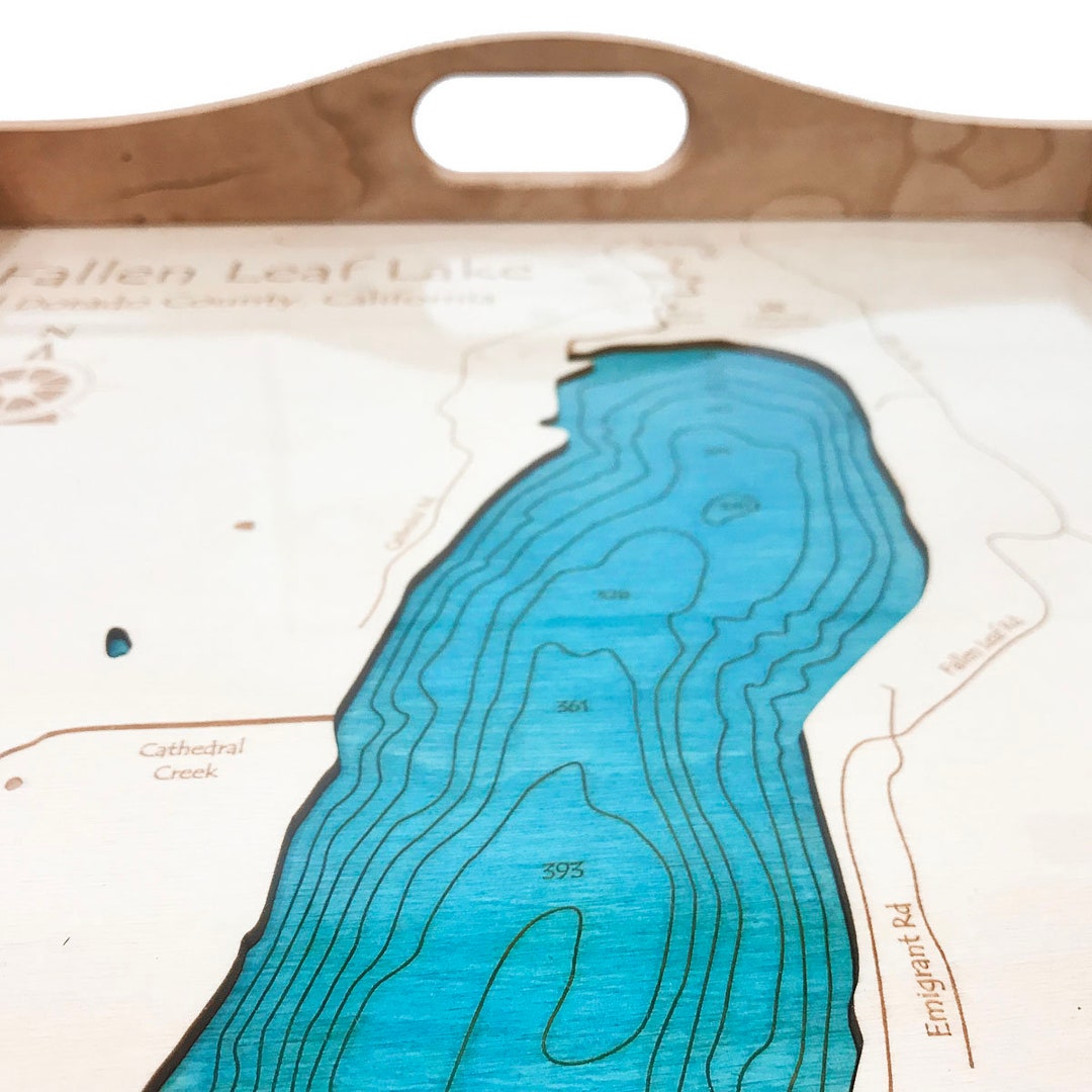 Fallen Leaf Lake Map | Custom Wooden Serving Tray | Personalized, Laser ...