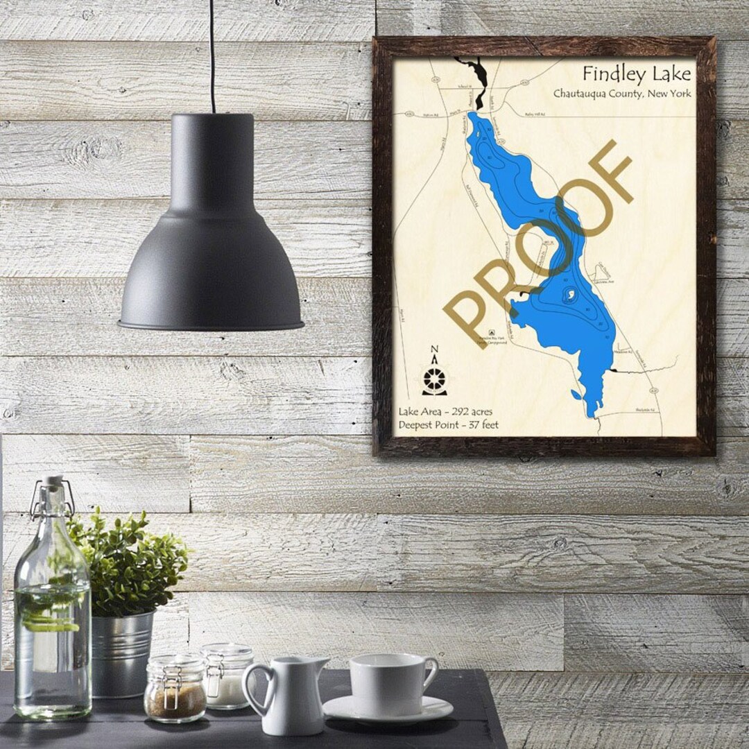 Findley Lake, New York 3D Wood Map | Cabin Decor - Lake House Décor ...