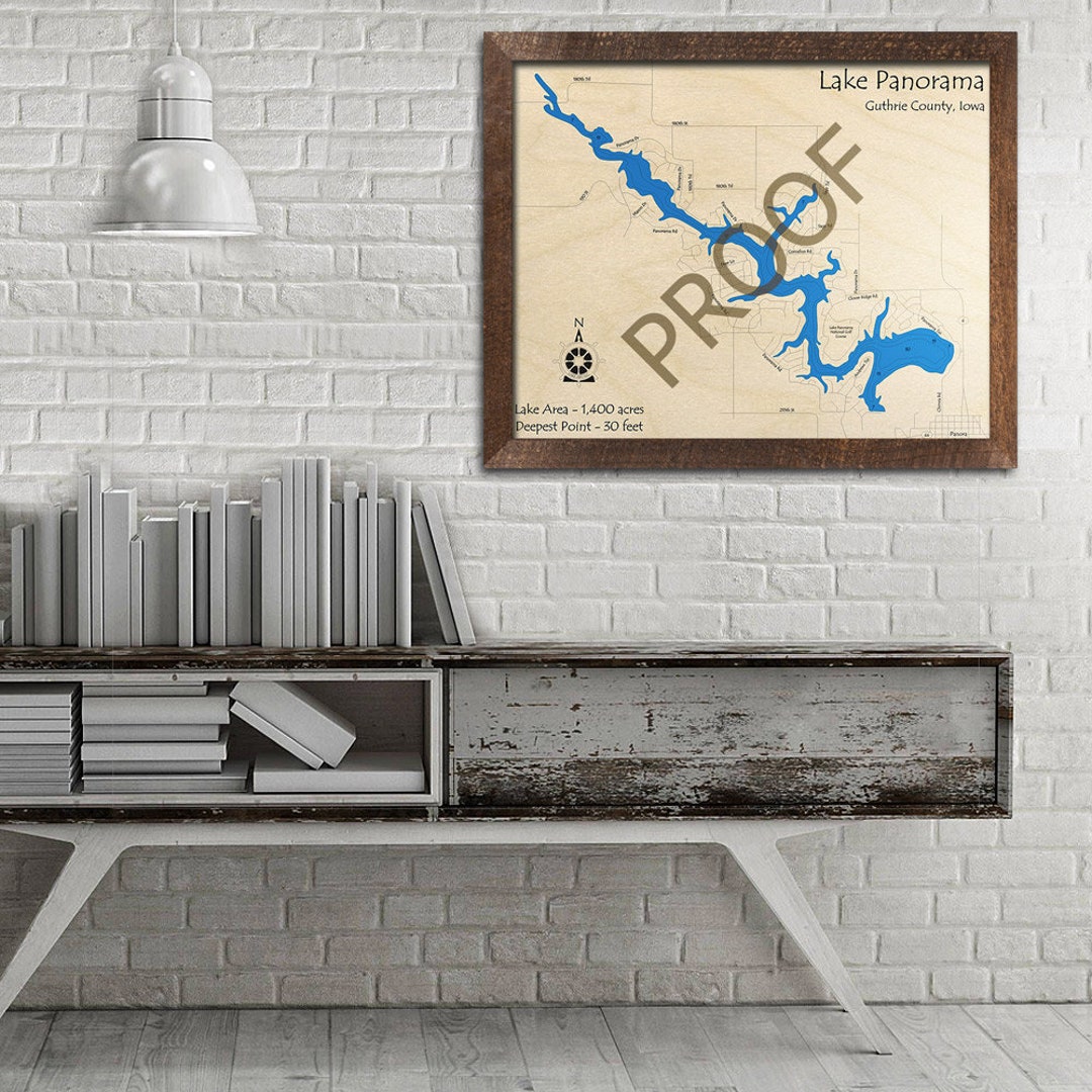 Lake Panorama, Iowa 3D Wood Map | Custom Nautical Map, Cabin Decor ...