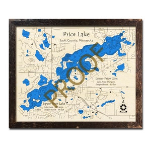 Prior Lake, Minnesota 3D Laser-cut Map | Topographic Map | Nautical ...