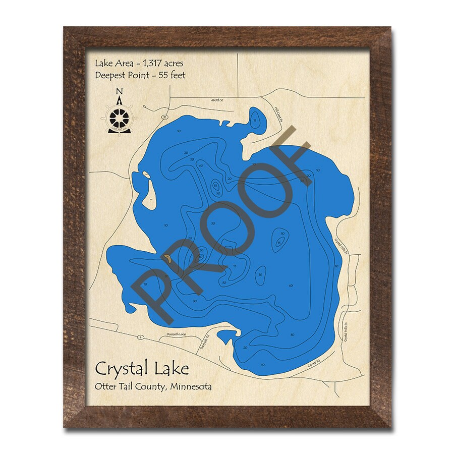 Crystal Lake - Lida Lake, MN 3D Wood Map | Custom Nautical Map, Cabin ...