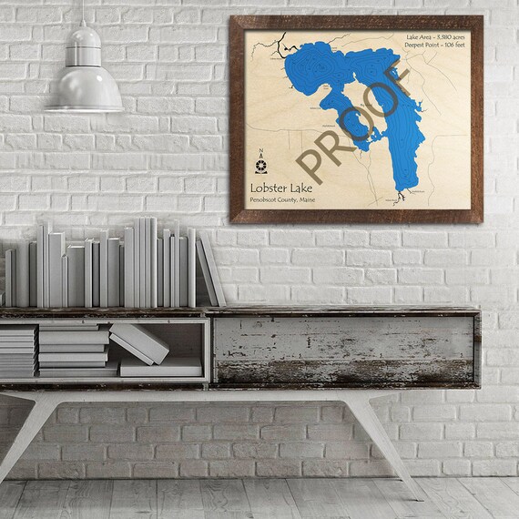 Lobster Lake Maine 3D Wood Map Custom Nautical Map Unique - Etsy