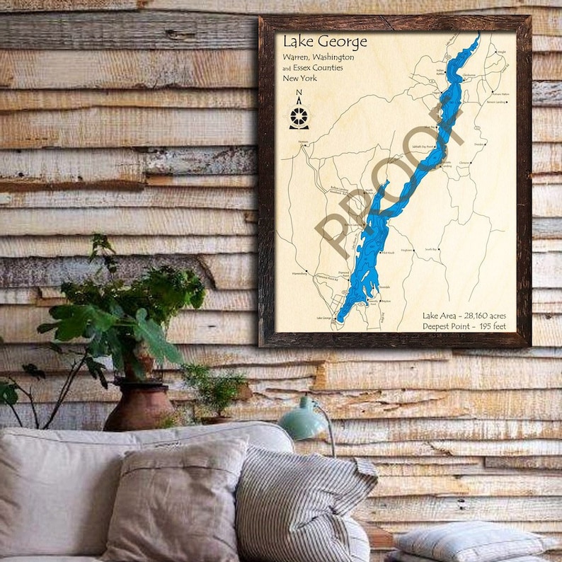 Lake George New York 3D Laser-cut Map Topographic Map | Etsy
