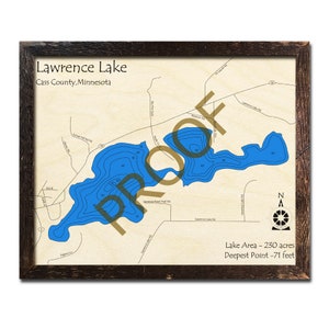 Lawrence Lake, Minnesota 3D Wood Map | Cabin Decor - Lake House Décor ...