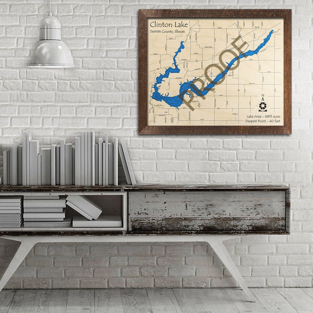 Clinton Lake Illinois 3D Wood Map Custom Nautical Map | Etsy