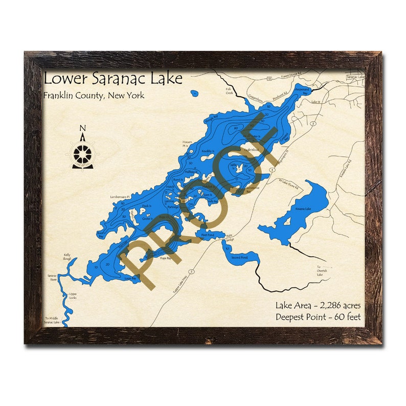 Lower Saranac Lake New York 3D Wood Map Lake House Cabin | Etsy