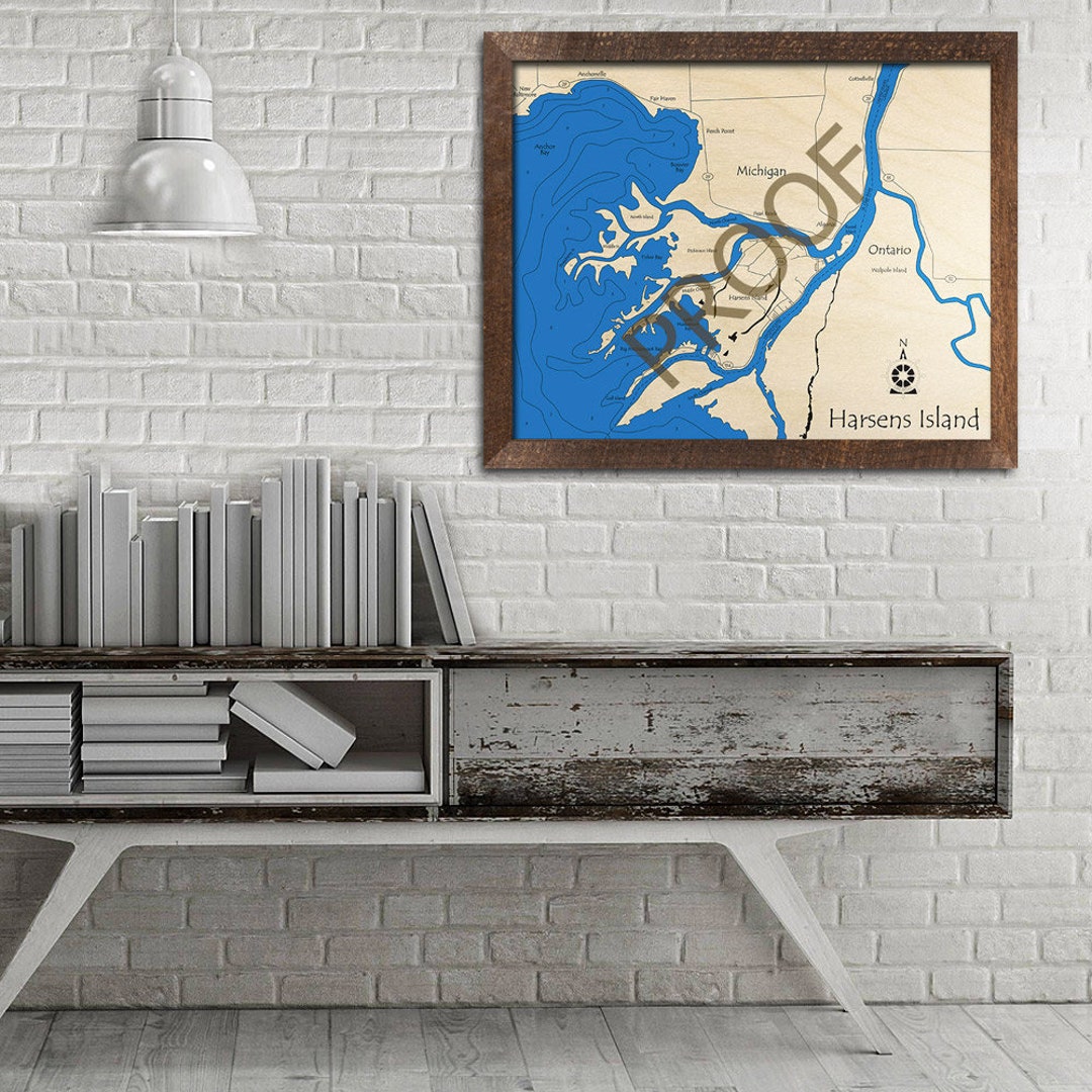 Harsens Island-anchor Bay-lake St Clair, MI 3D Wood Map | Custom ...