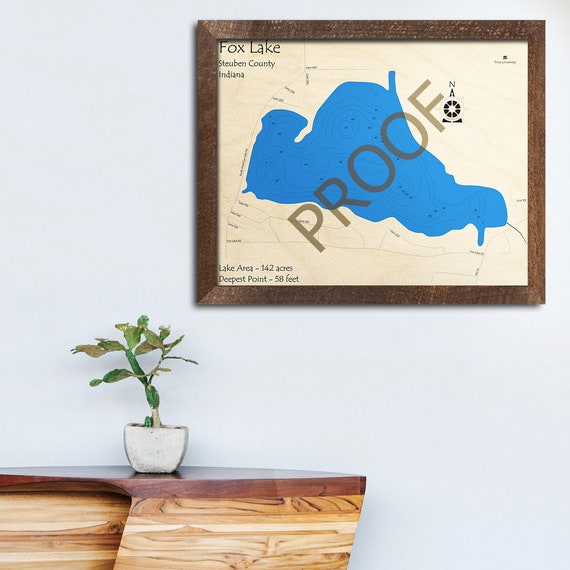 Fox Lake Indiana 3D Wood Map Custom Nautical Map Cabin - Etsy